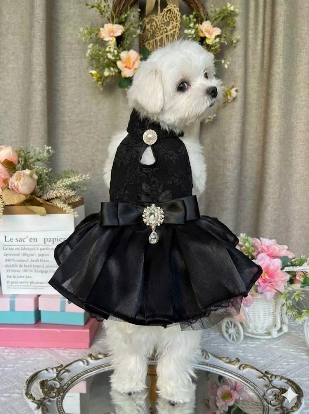 Elegant Black Dog Dress: Wedding Outfit, Princess Costume, Birthday ...