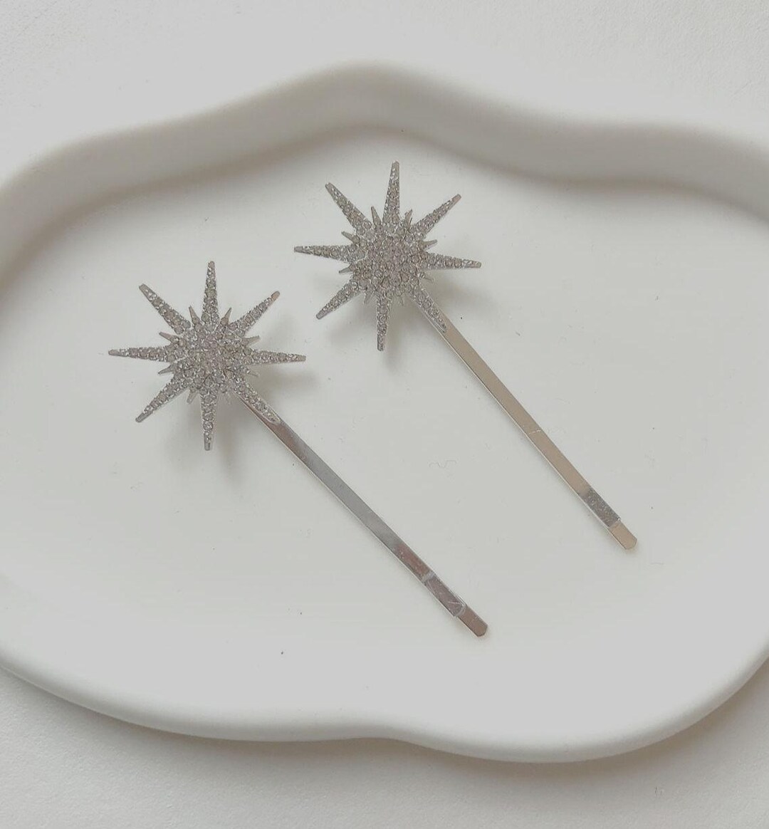 Silver Diamante Star Hair Pins | Wedding Hair Clips | Sparkly Bobby ...