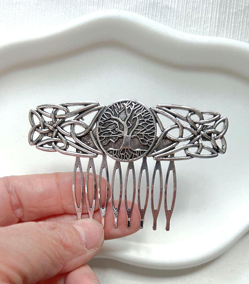 Celtic Tree of Life Hairslide Antique Silver Hallow Hair Comb Women ...