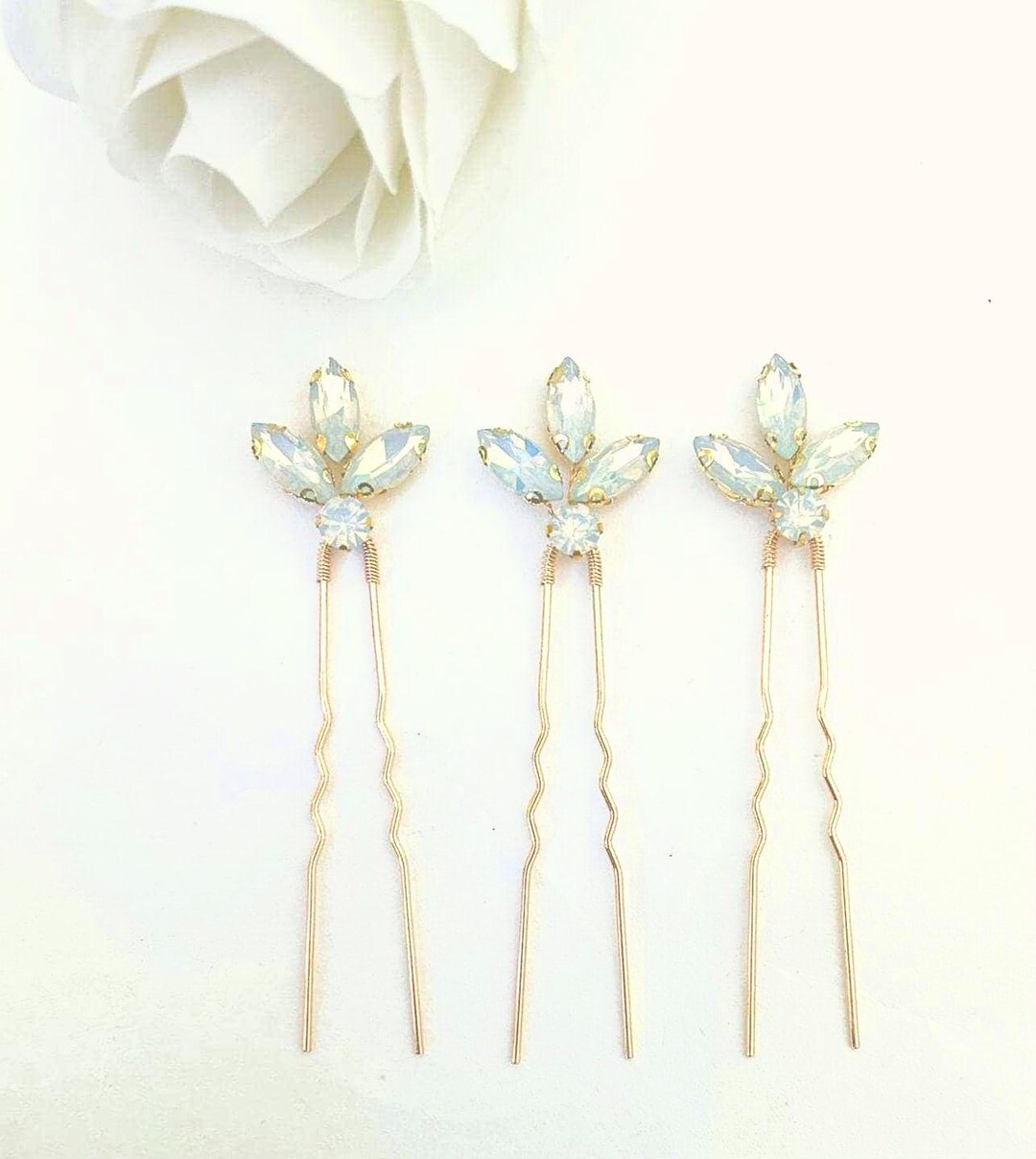 Baby Blue Rhinestone Hair Pins, Wedding Opal Crystal Gold Hair Clips ...