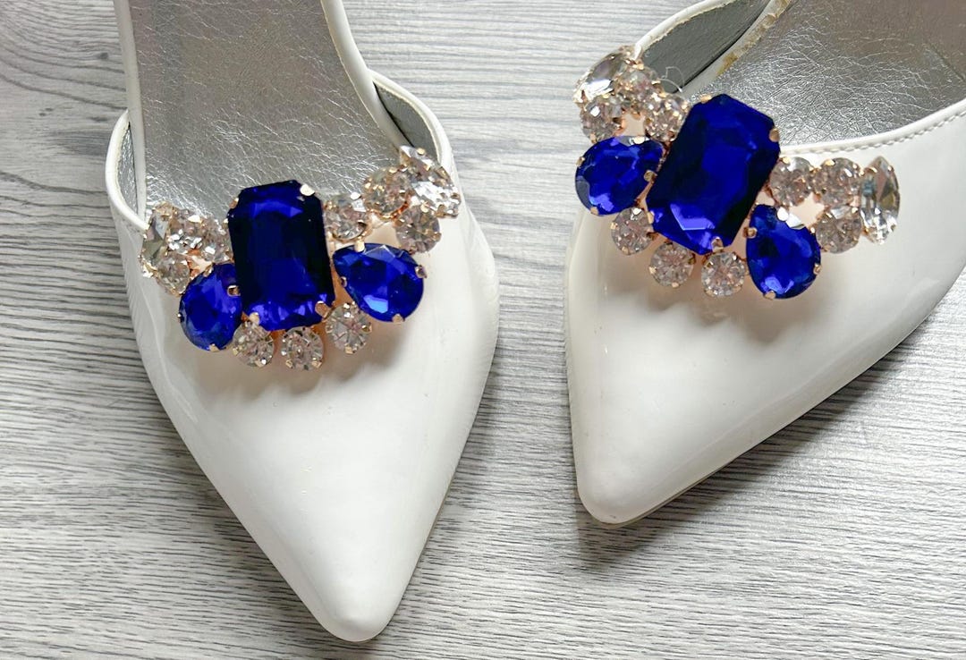 Blue Rhinestone Shoe Clips, Wedding Bridal Royal Blue Shoe Brooches ...