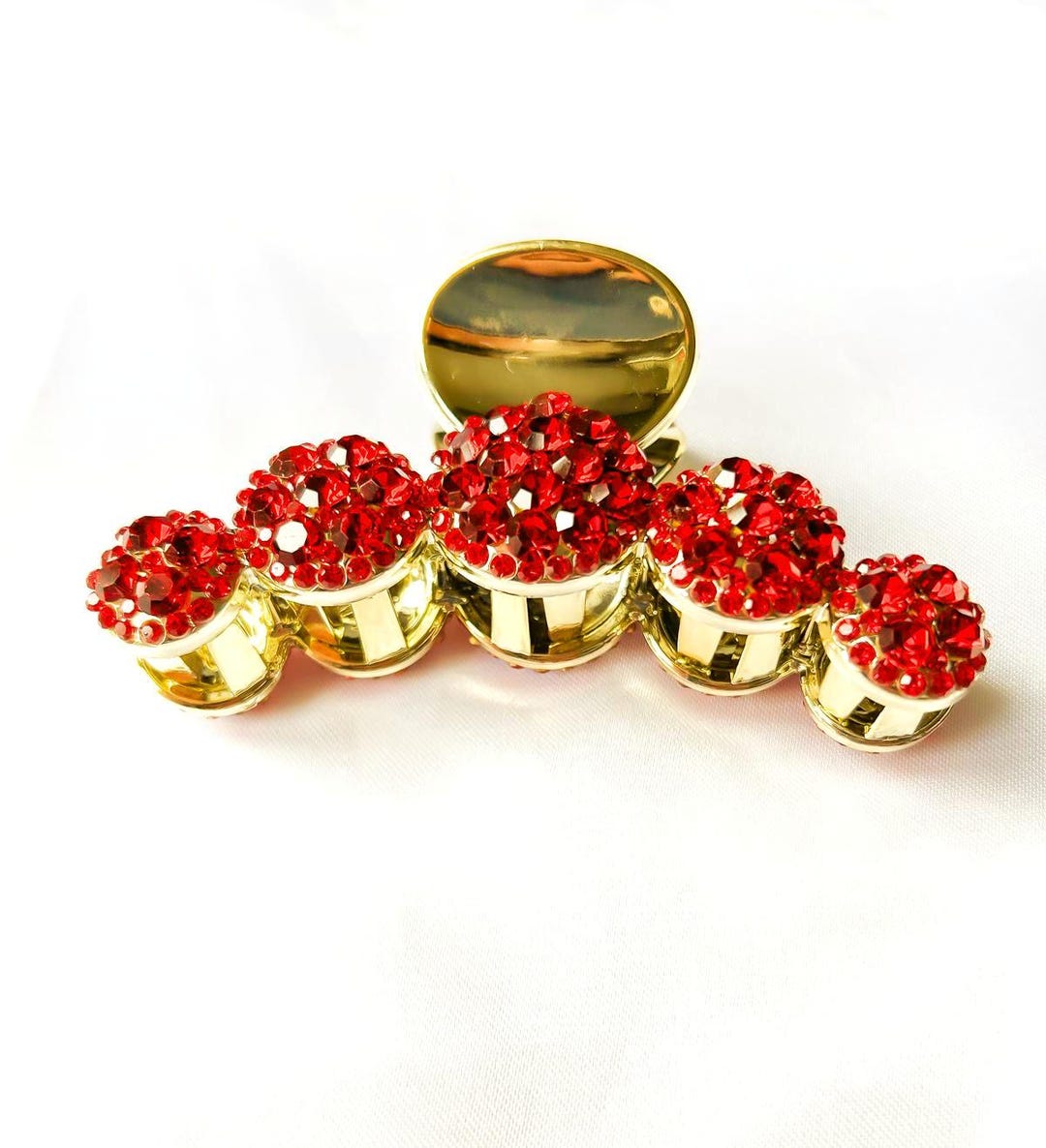 Red Crystal Embellished Gold Hair Claw Clip, Wedding Accessory - Etsy