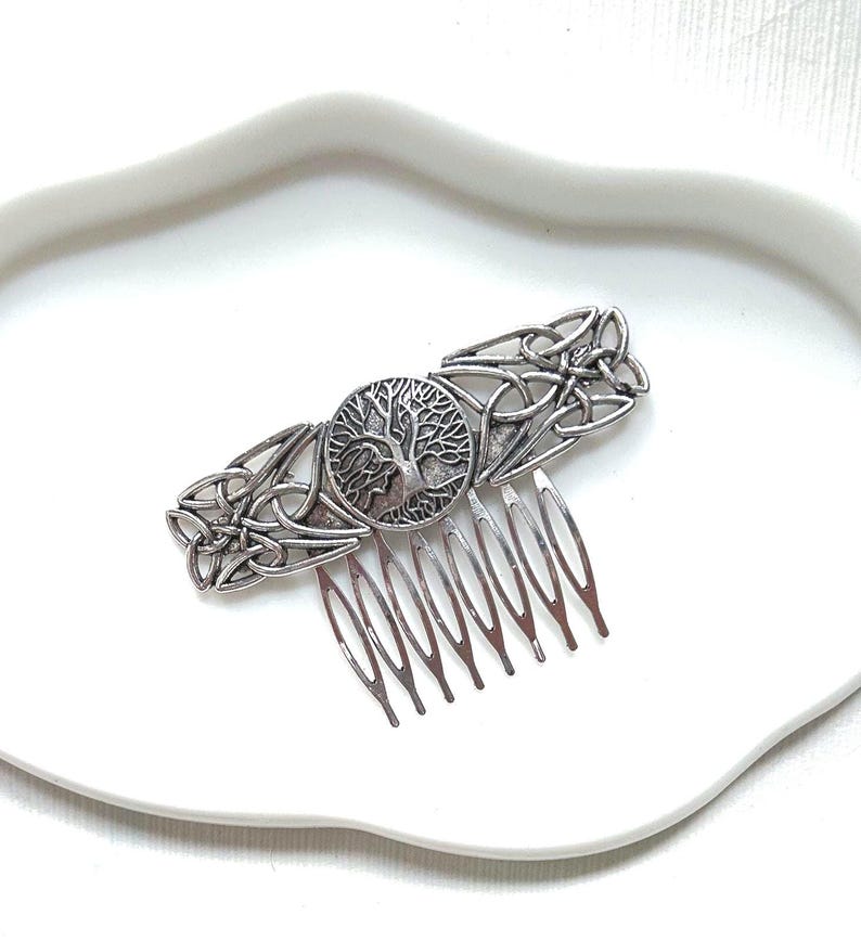 Celtic Tree of Life Hairslide Antique Silver Hallow Hair Comb Women ...