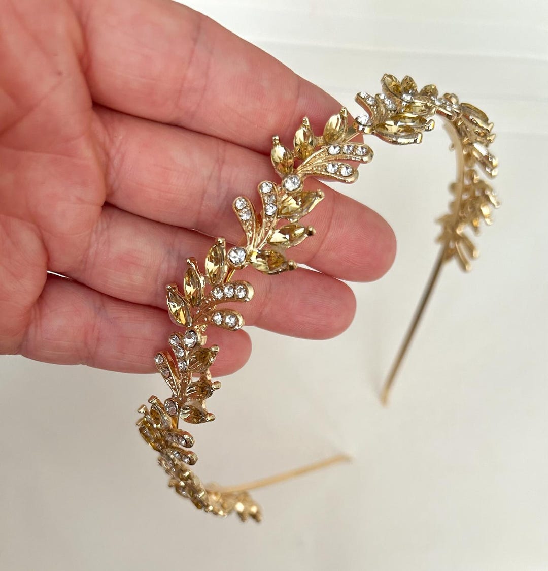 Champagne Gold Crystal Headband: Bridal Rhinestone Tiara - Etsy