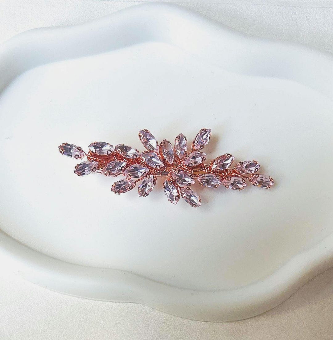 Rose Gold Rhinestone Decorative Hair Clip, Wedding Shiny Rose Gold ...