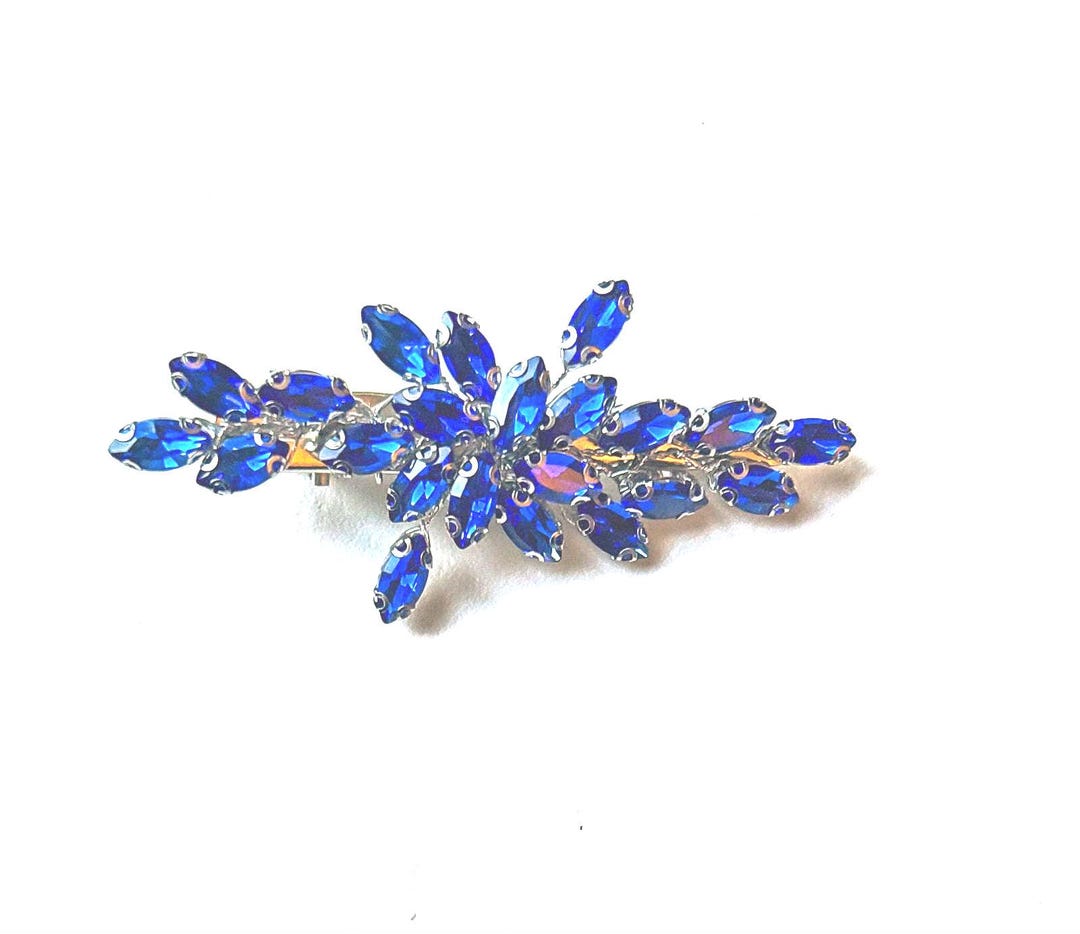 Royal Blue Rhinestone Hair Clip: Silver Wedding Hairslide - Etsy