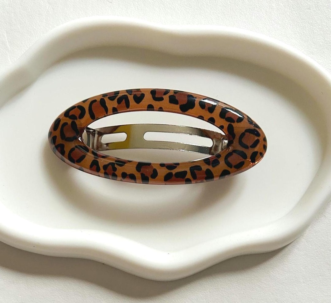 Large Hallow Dark Brown Leapord Hair Clip - Etsy