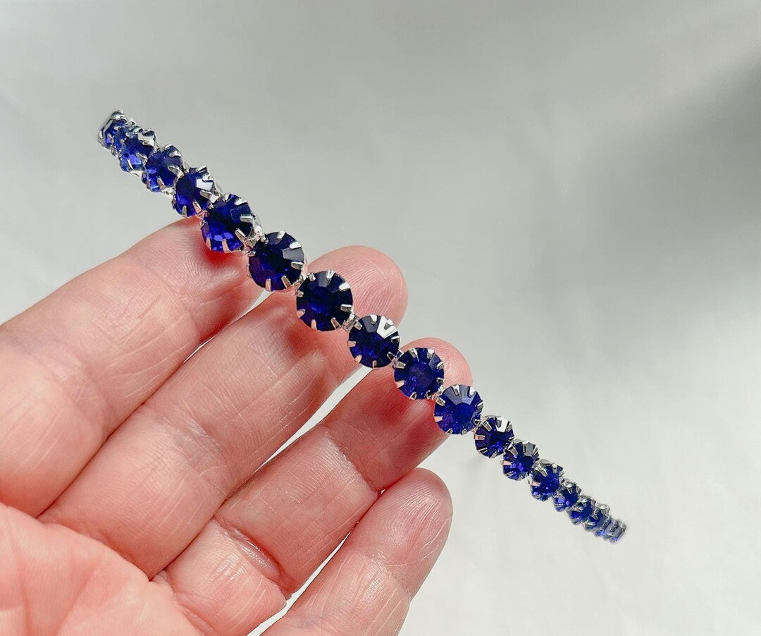 Royal Blue Crystal Headband: Silver Wedding Hair Accessory - Etsy