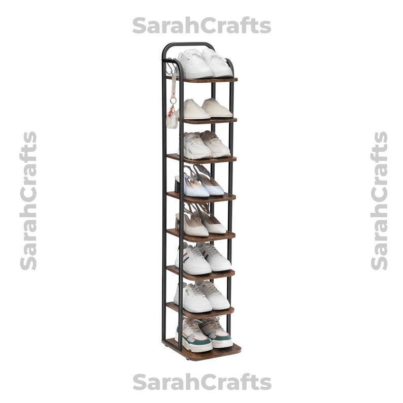 8 Tier Wooden Vertical Shoe Rack Shoe Rack Entryway Shoe Shelf Shoe ...