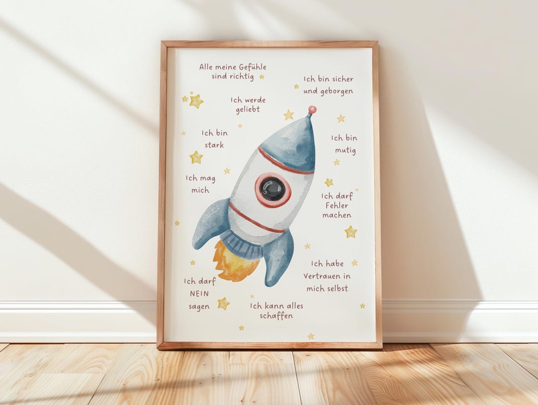 Space Affirmations Poster for Kids | Rocket | Digital Nursery Poster ...