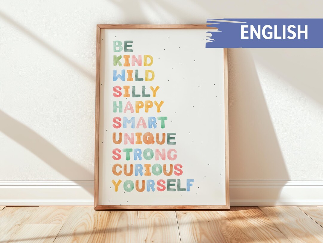 Motivational Kids Poster – Positive Affirmations – Colorful Wall Art as ...