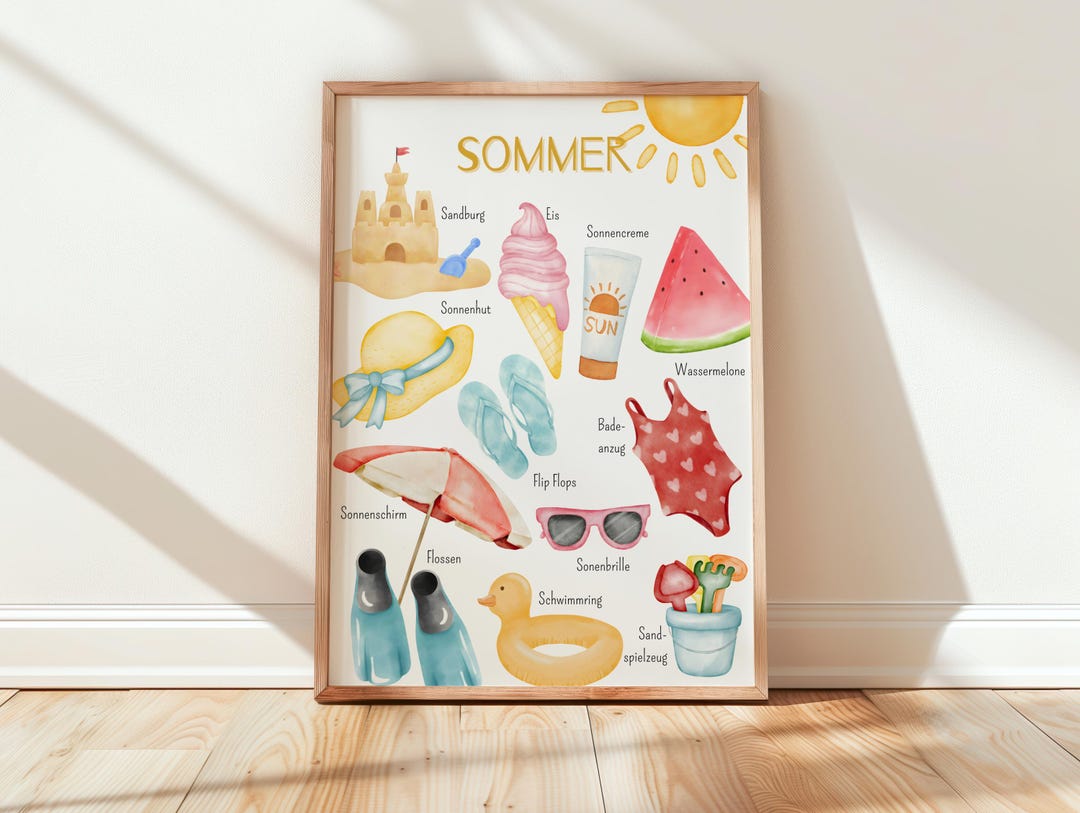 Summery Nursery Poster – Watercolor Illustrations – Digital Download - Etsy