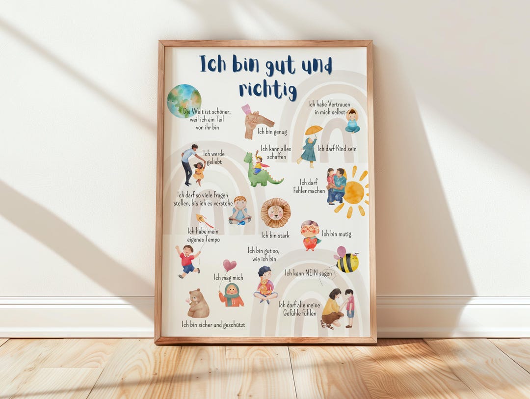 Affirmations Positive Messages Wall Picture Poster Children's Room ...