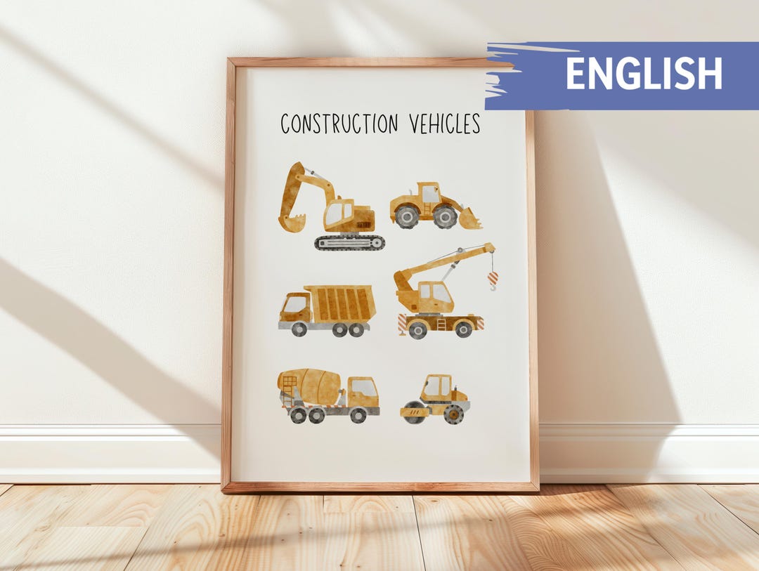 Construction Vehicles Digital Download - Printable Kids Poster - Etsy