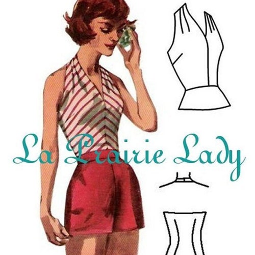 Repro Vintage Pattern Halter Top 50s No 8 Repro on Printable - Etsy