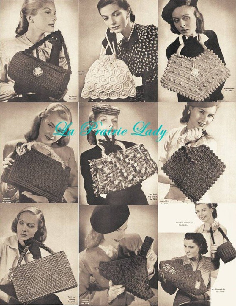 Vintage Quaker Smart Bags 40s Book Pattern Vol XVII for Crochet 21 ...