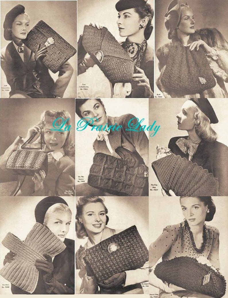 Vintage Quaker Smart Bags 40s Book Pattern Vol XVII for Crochet 21 ...
