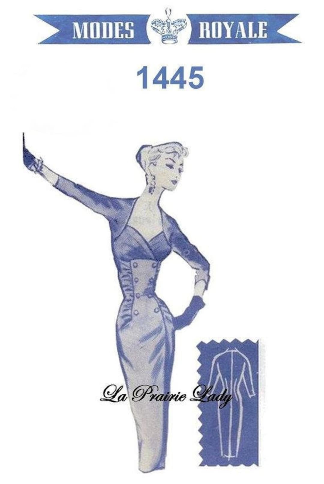 Repro Vintage Pattern Modes Royale 1445 Sheath Dress 1950s No 5 on ...