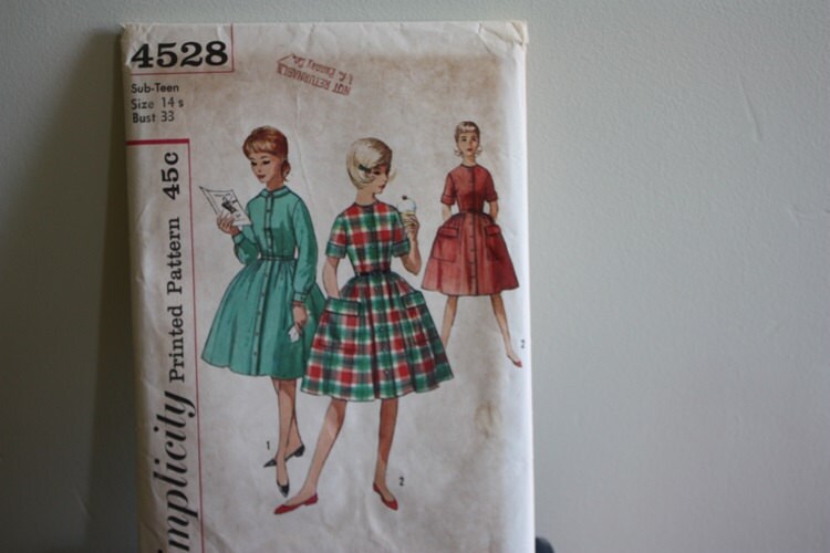 1960s Simplicity Pattern 4528 Sub Teen One Piece Dress - Etsy