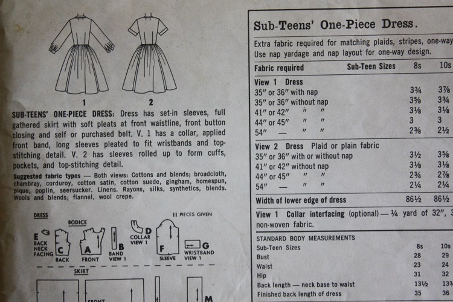 1960s Simplicity Pattern 4528 Sub Teen One Piece Dress - Etsy