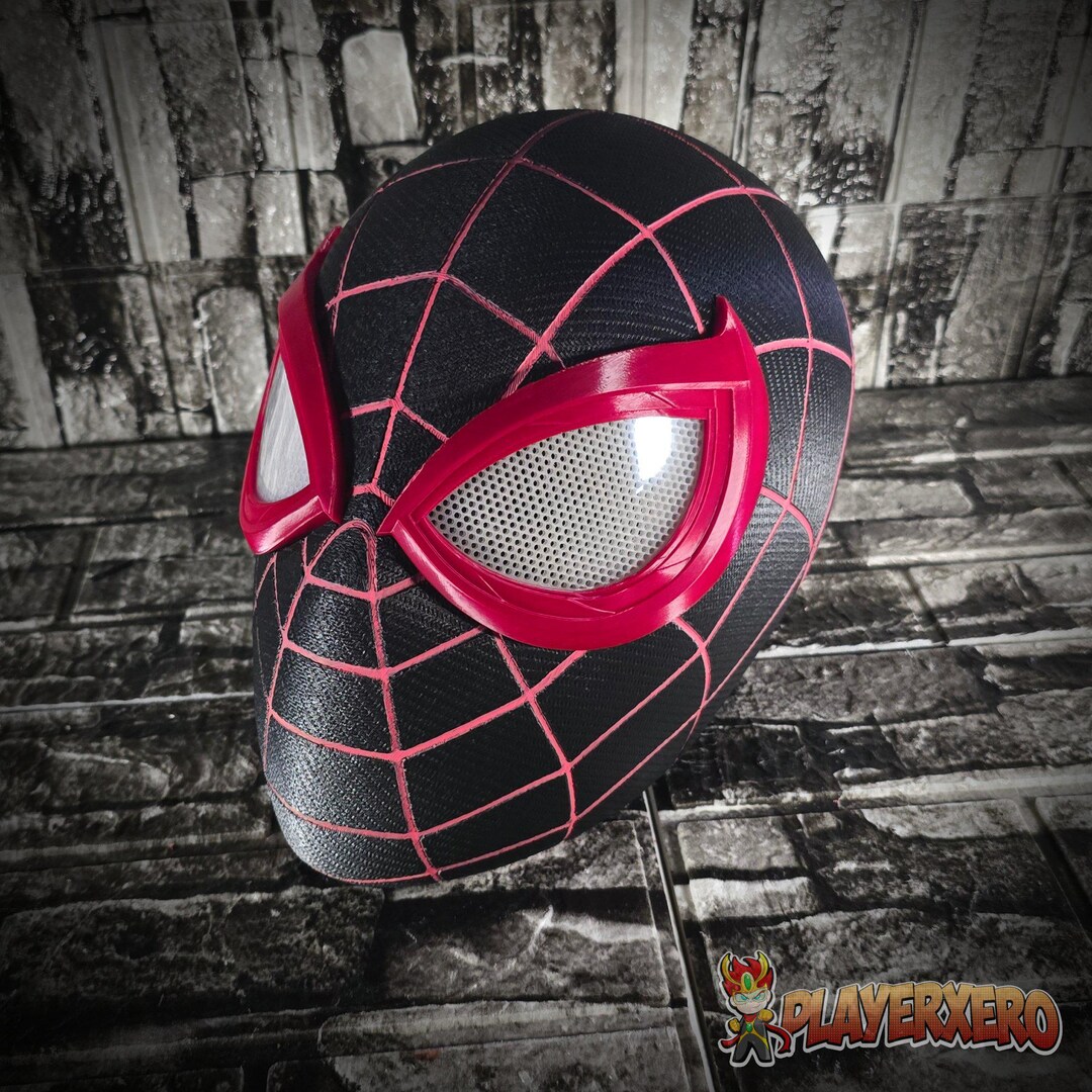Miles Morales Mask - 3D Printed, UV Reactive With Magnetic Lenses ...