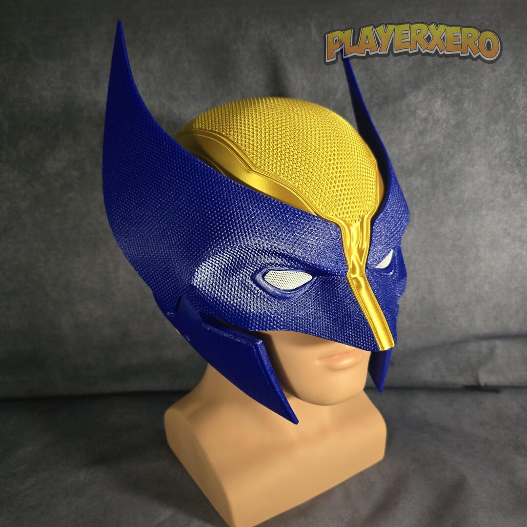 Gold Wolverine Helmet Yellow & Blue Design With Magnetic Parts ...