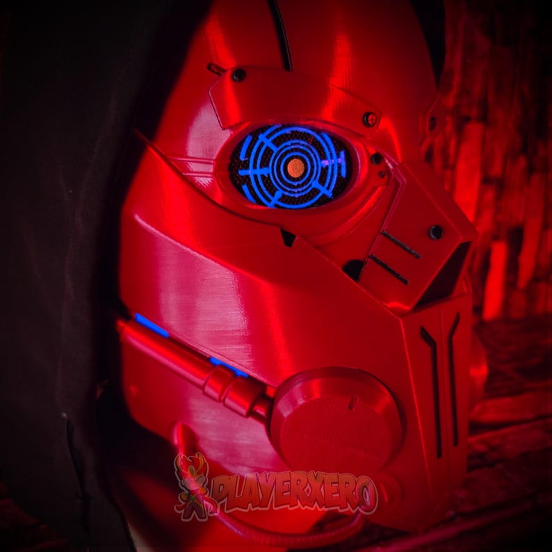 Dispatch Cosplay Mask | Red Shroud Villain Helmet | Glow Eyes 3D ...