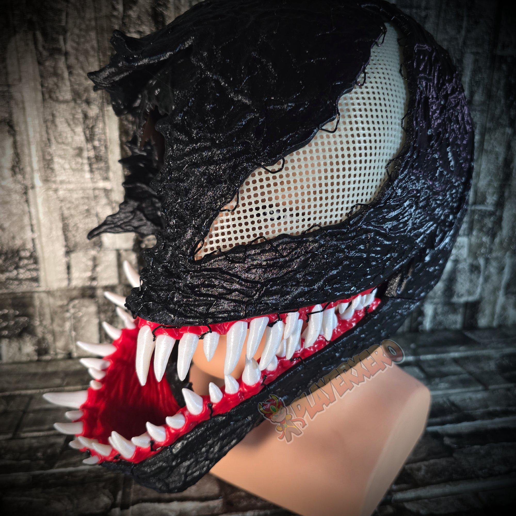 3D Printed Venom Inspired Mask: Symbiote Texture, Cosplay Helmet - Etsy