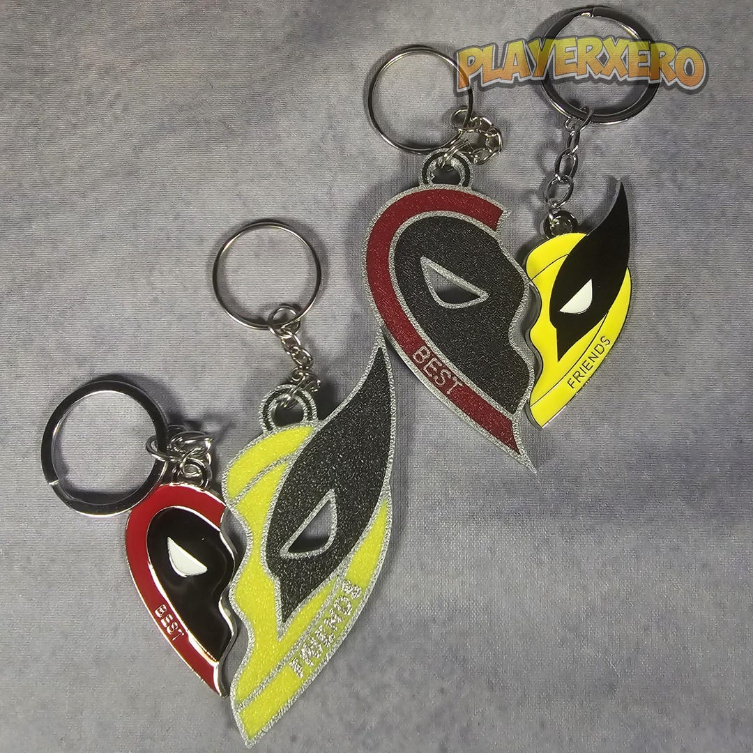 Buy Deadpool and Wolverine Best Friends Heart-shaped Keychain Shiny Red ...