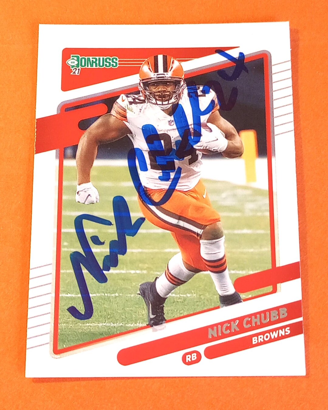 Nick Chubb Signed Autographed 2021 Panini Donruss NFL Football Card ...