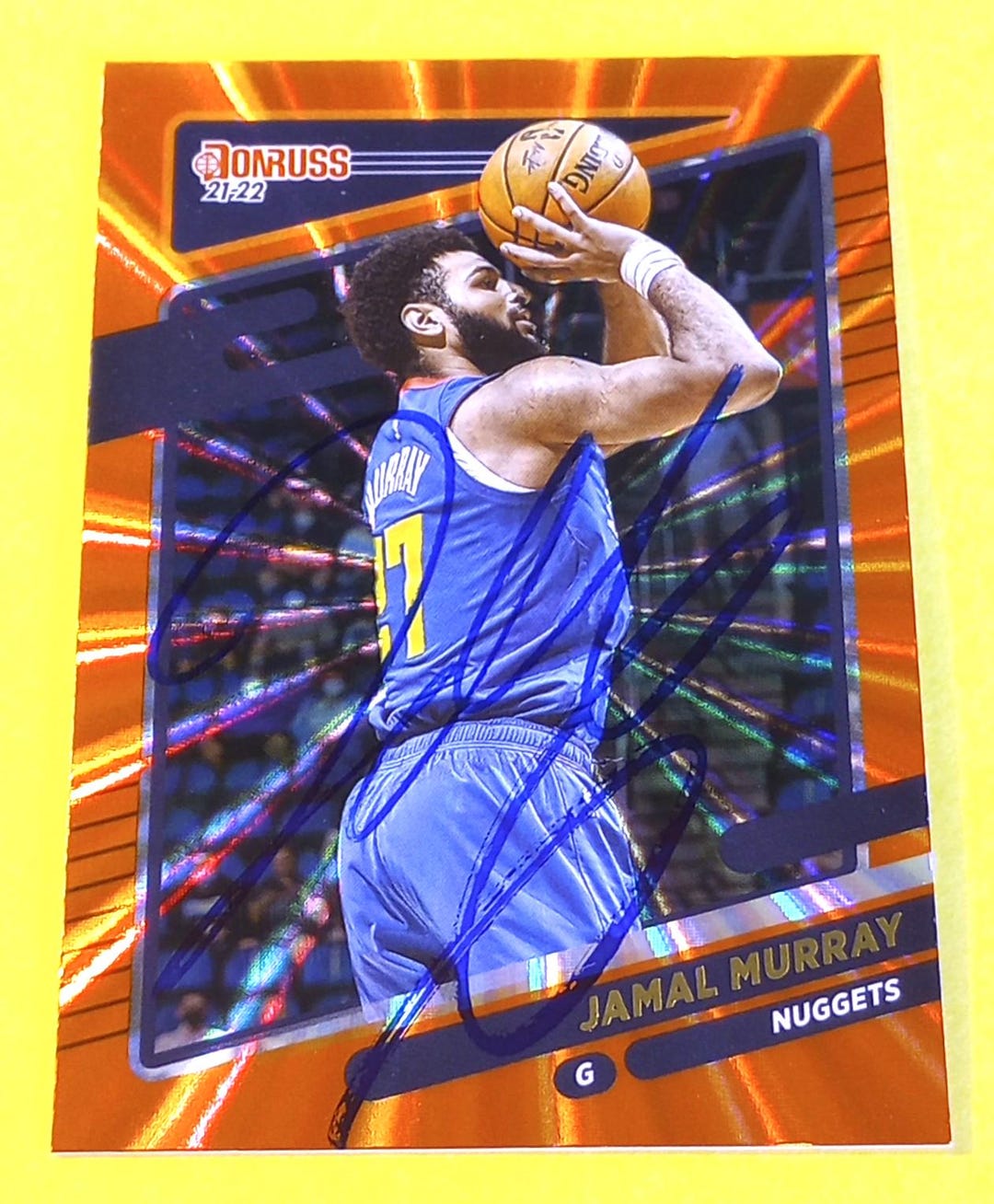 Jamal Murray Signed Autographed 2021 Panini Donruss Orange Laser NBA ...
