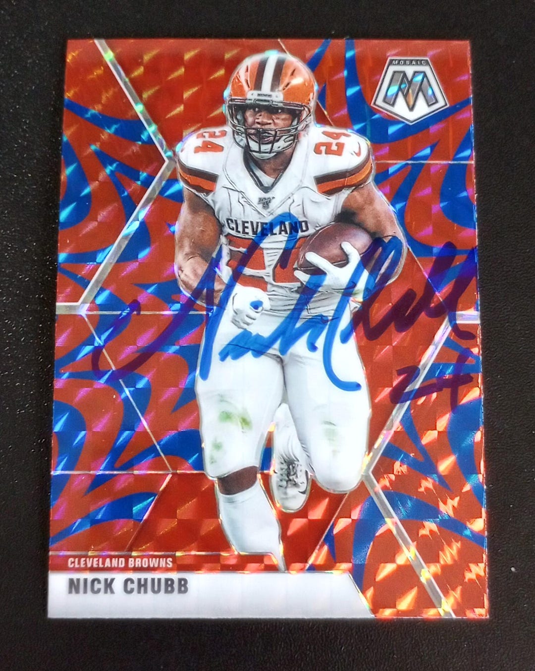 Nick Chubb Signed Autographed 2020 Panini Mosaic Red/blue Prizm NFL ...