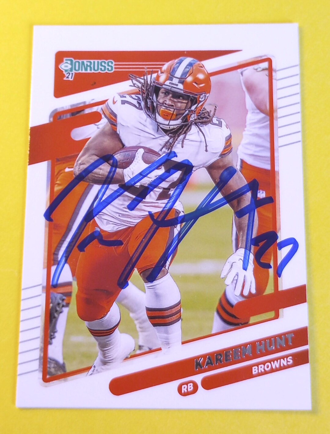 Kareem Hunt Signed Autographed 2021 Panini Donruss NFL Football Card ...