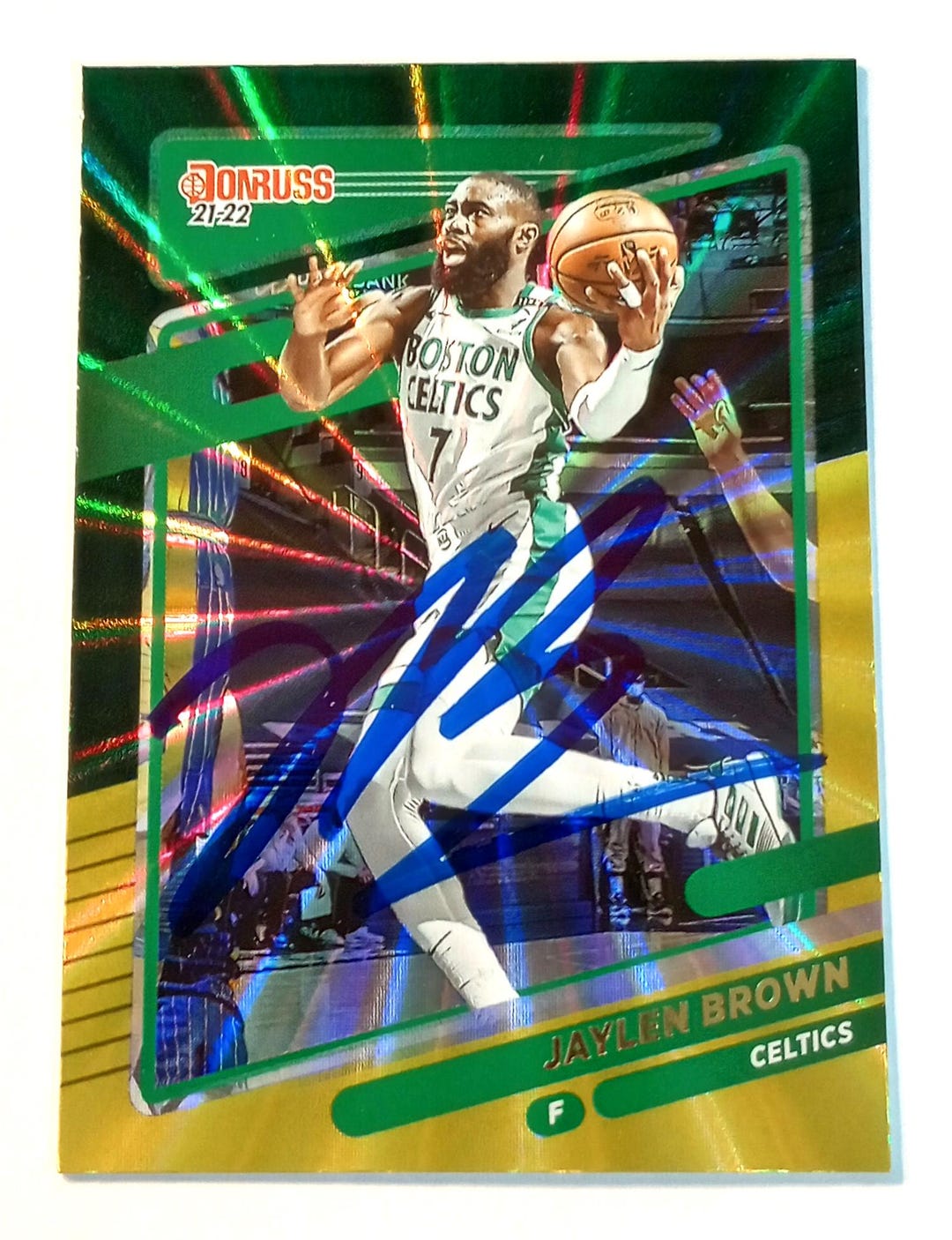 Jaylen Brown Signed Autographed 2021 Donruss Yellow Foil Holo Insert ...