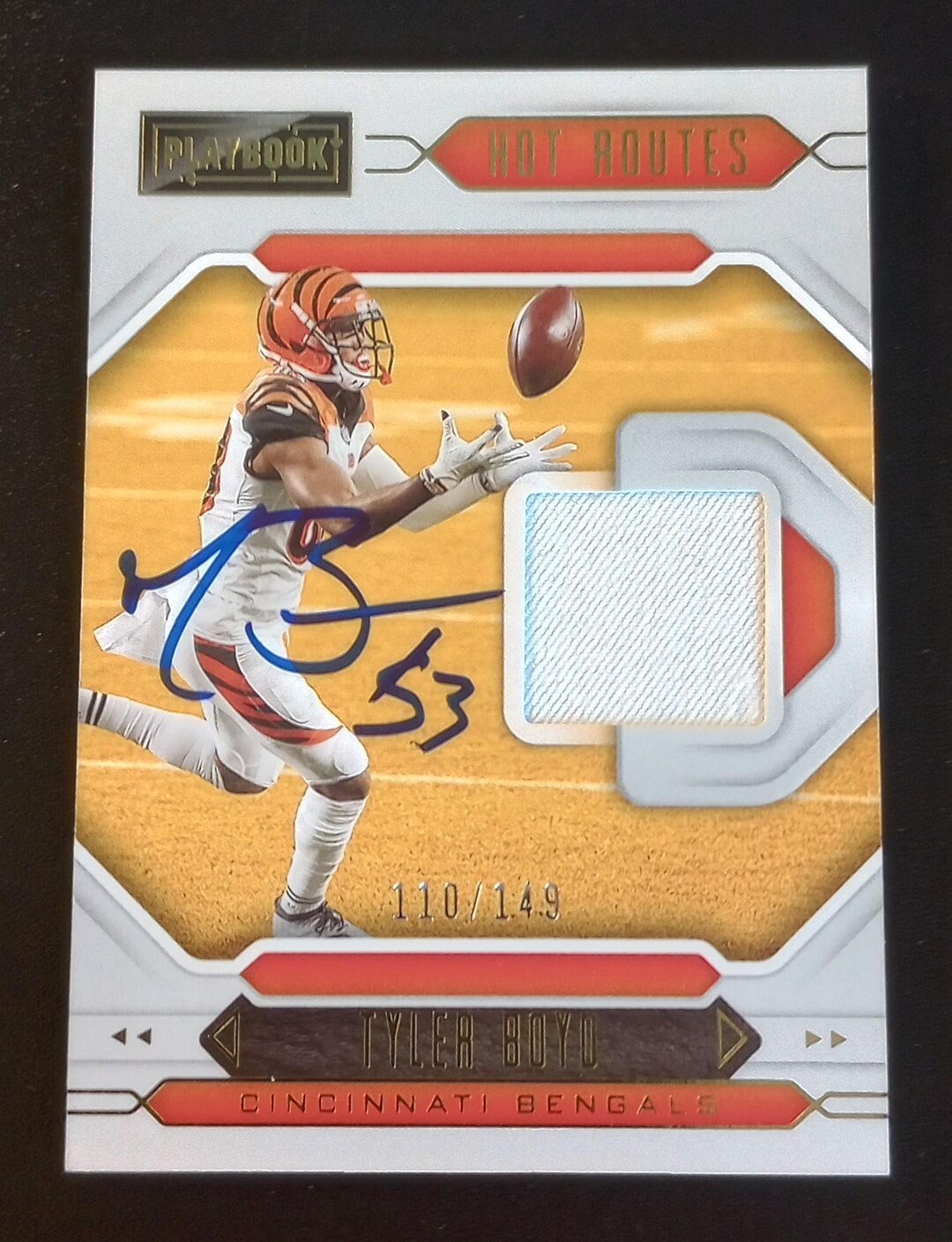 Tyler Boyd Signed Autographed 2021 Panini Playbook Hot Routes Jersey ...