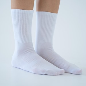 Long Plain "basic White" Socks Set of 6, White Casual Socks, Natural ...