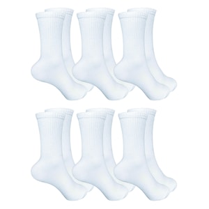 Long Plain "basic White" Socks Set of 6, White Casual Socks, Natural ...