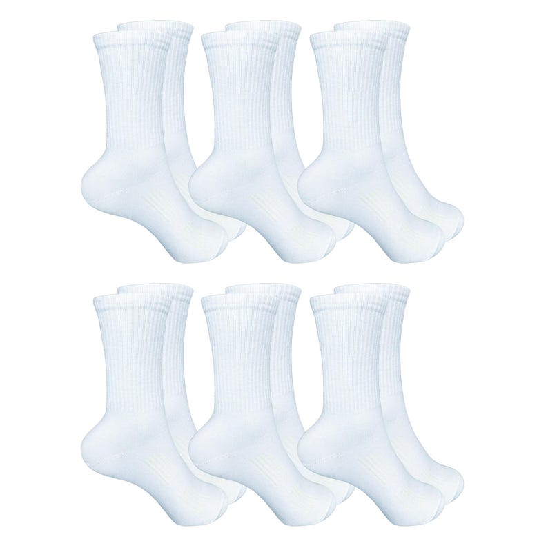 Long Plain "basic White" Socks Set of 6, White Casual Socks, Natural ...