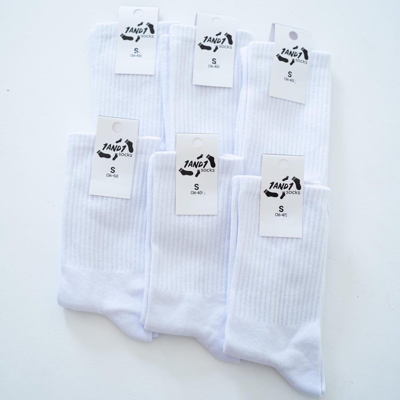 Long Plain "basic White" Socks Set of 6, White Casual Socks, Natural ...