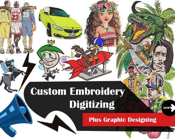 Custom Embroidery Digitizing Service,any Size Designs Digitizing, Machine File, Printable Vector ...