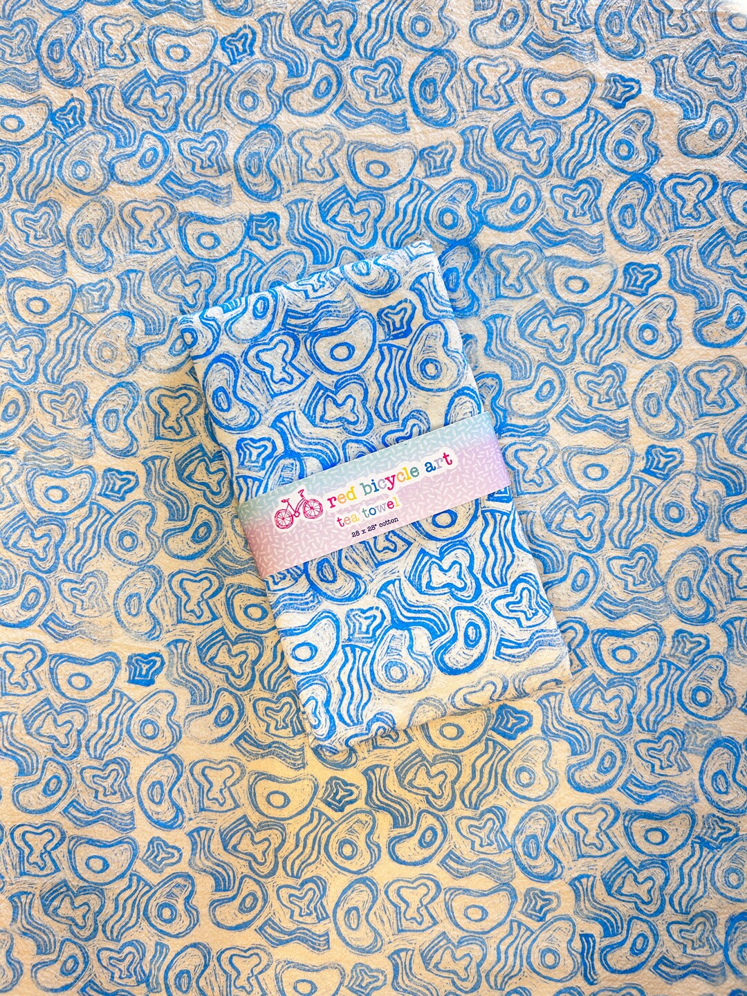 Eggs, Bacon, and Toast, Block-printed, Cotton Tea Towel. - Etsy