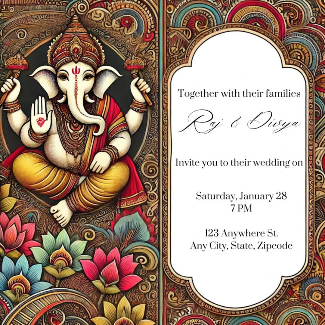 Elegant Ganesh Invitation - Downloadable Template - Etsy