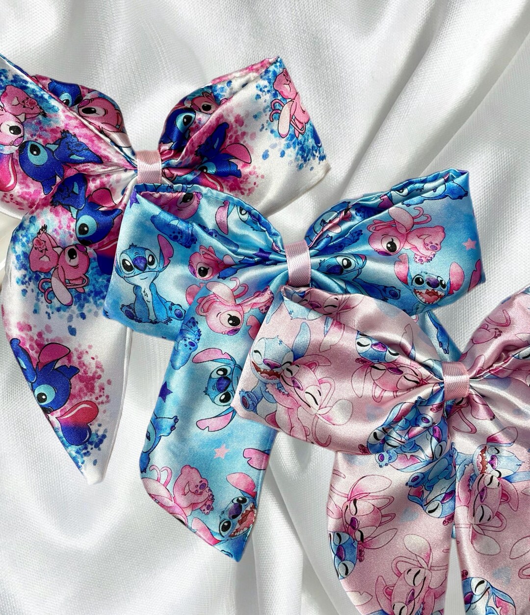 Lilo & Stitch Hair Bow Clip Satin Girl's Hair Accessory Birthday Gift ...