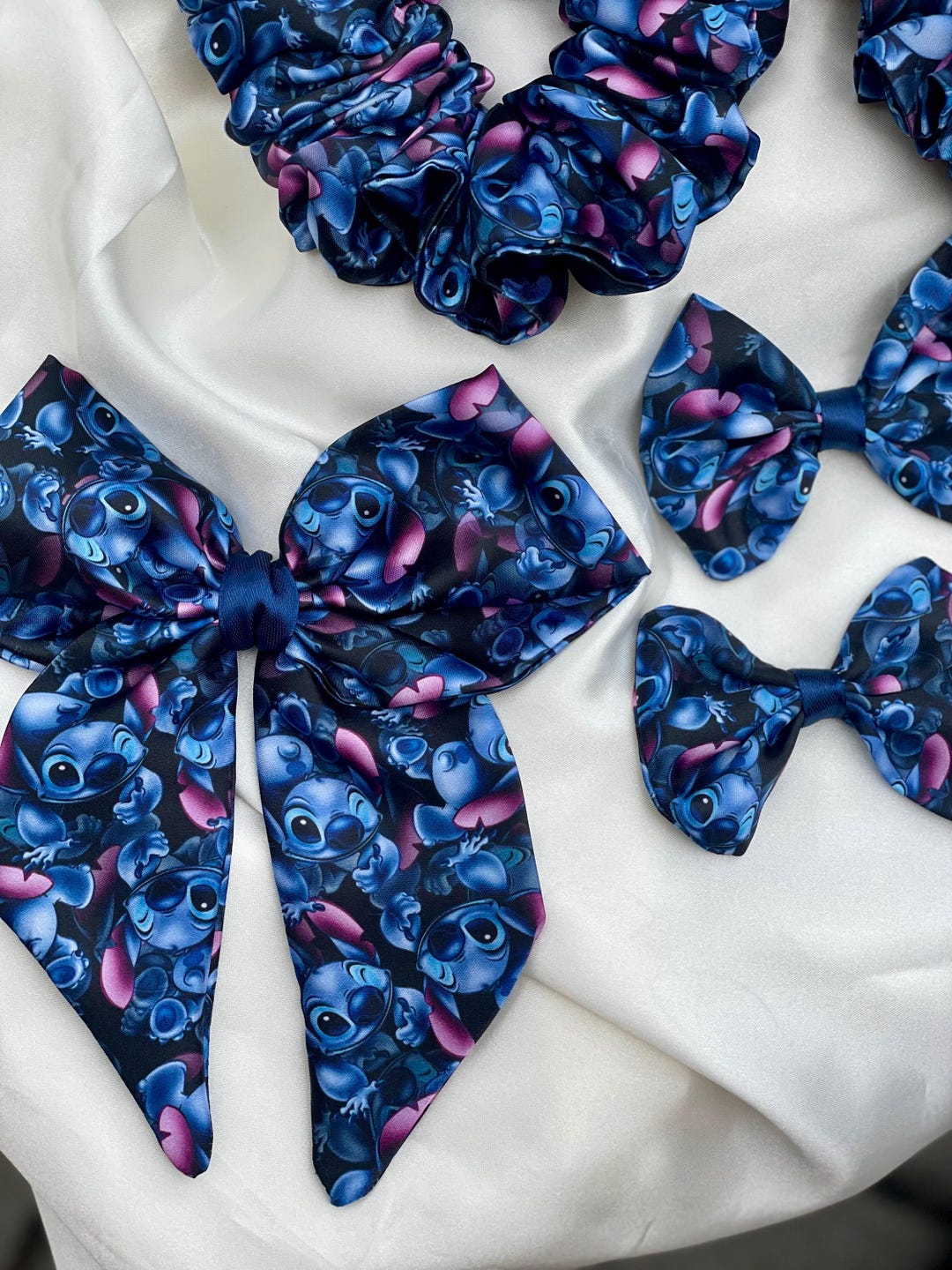 Pinza o coletero de Lilo y Stitch en azul y negro para niña, lazos azul ...