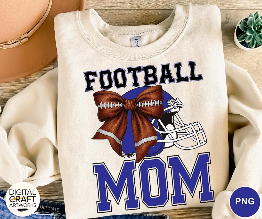 Football Mom PNG, Blue Helmet Brown Bow Clipart, American Football PNG ...