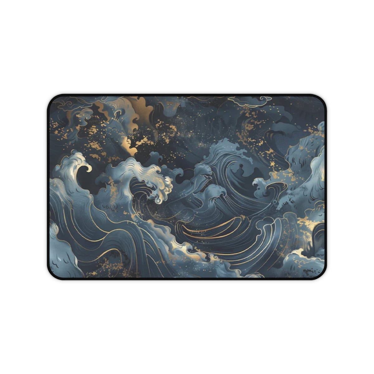 Ocean Waves Mouse Pad and Desk Mat Dark Blue and Gold Waves Ocean Tide ...
