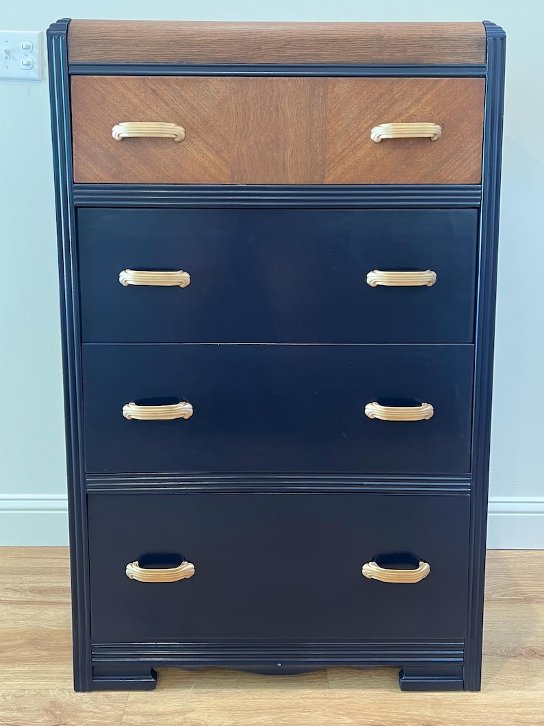 SOLD* Do Not Purchase - Art Deco Waterfall Dresser (refinished) - Etsy