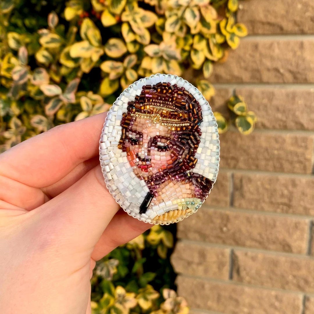 Handmade Beaded Brooch: Saint Barbara, Raphael Santi Inspired Art - Etsy