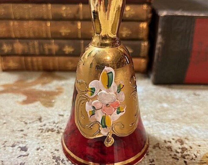 Vintage Italian Red Gold Crystal Glass Bell Vintage 66 C BACCI Venezia ...