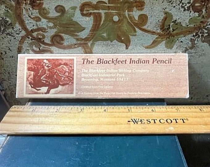 The Blackfeet Indian Pencil Box With 12 Mixed Pencils Vintage Remington ...